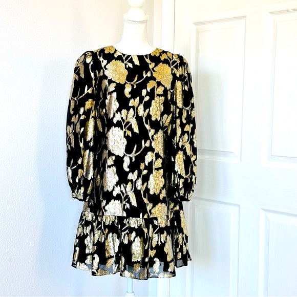 Milly | Dresses | Nwt Milly Gold Chiffon Shift Dress Metallic ...